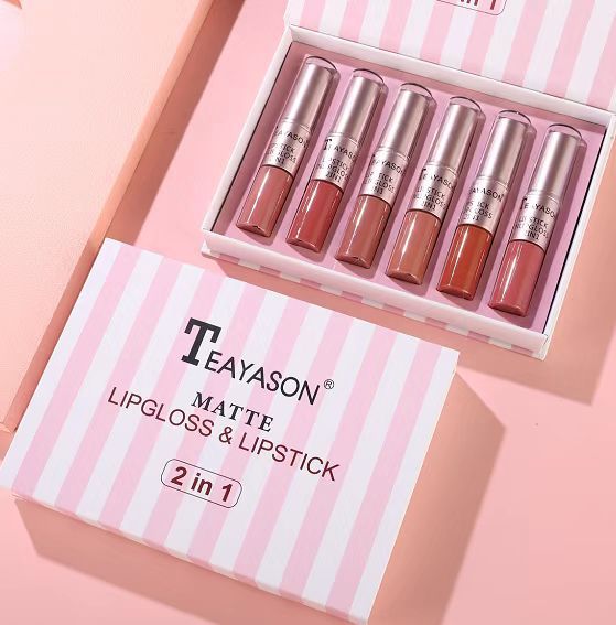 TEAYASON 6 IN1 LIPSTICK LIP GLOSS 2 in 1 – Glowxii